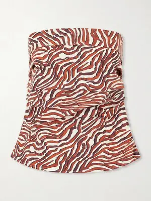 Proenza Schouler White Label Strapless Printed Cotton-blend Poplin Top