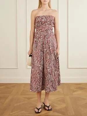 Proenza Schouler White Label Strapless Printed Cotton-blend Poplin Top