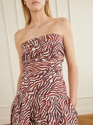 Proenza Schouler White Label Strapless Printed Cotton-blend Poplin Top