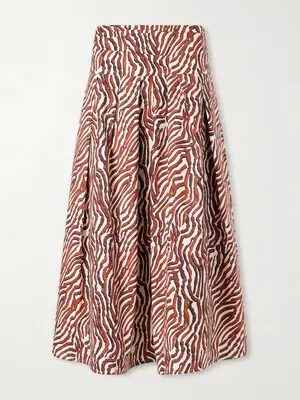 Proenza Schouler White Label Nessa Printed Cotton-blend Maxi Skirt - Red