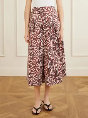 Proenza Schouler White Label Nessa Printed Cotton-blend Maxi Skirt - Red