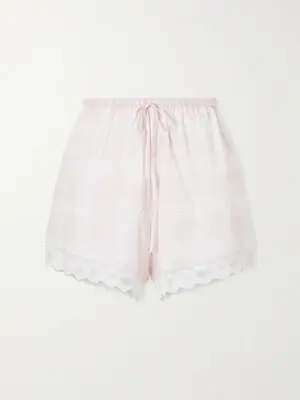 Posse Marilyn Lace-trimmed Checked Cotton Shorts - Pink