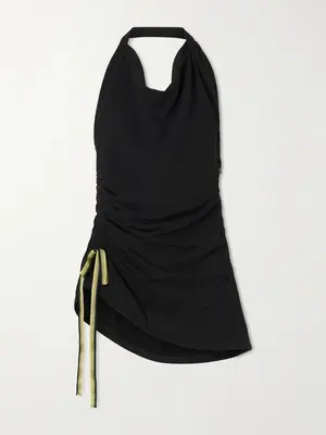 Proenza Schouler Melia Ruched Crepe Halterneck Top