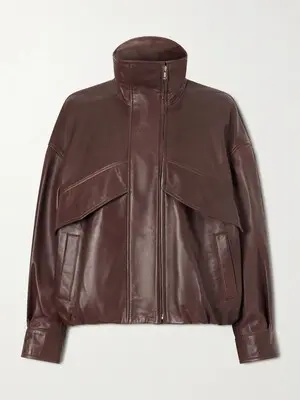 Nour Hammour Roland Leather Zip-up Jacket - Brown