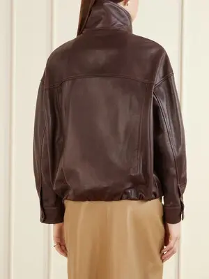 Nour Hammour Roland Leather Zip-up Jacket - Brown
