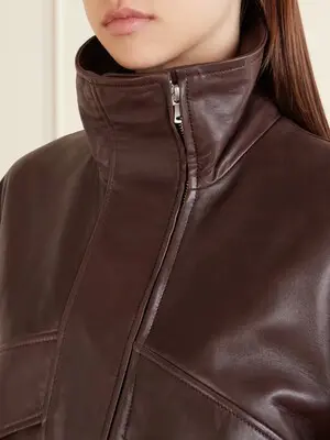 Nour Hammour Roland Leather Zip-up Jacket - Brown
