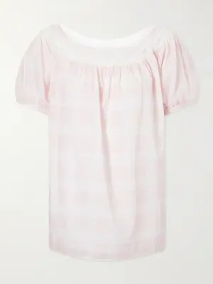 Posse Marilyn Lace-trimmed Checked Cotton Blouse - Pink