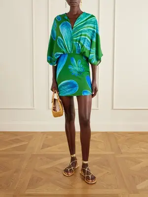 Themis Z Alcmene Printed Satin Mini Dress