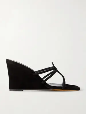 MARYAM NASSIR ZADEH Opera Suede Wedge Sandals - Black