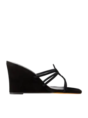 MARYAM NASSIR ZADEH Opera Suede Wedge Sandals - Black