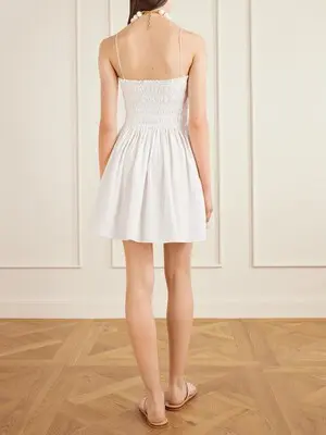 Matteau Shirred Cotton Mini Dress - White
