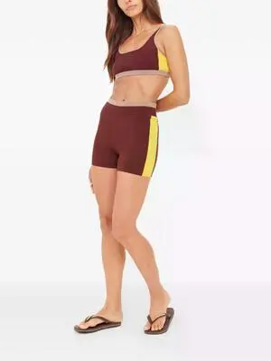 The Upside Montage Side-stripe Ribbed Knit Shorts - Brown