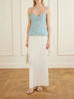Staud Azzurra Embellished Tulle Camisole