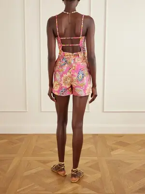 Farm Rio Ligia Floral-print Cotton Jumpsuit