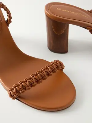 GIANVITO ROSSI Braided Leather Ankle Strap Sandals