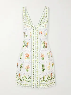 FARM RIO Farm Rio Tropical Porcelain Printed Linen Mini Dress