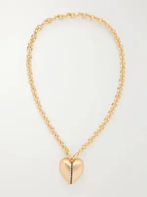 ROXANNE ASSOULIN Tone Sapphire Puffy Heart Necklace - Gold