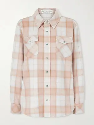 GOD’S TRUE CASHMERE Champagne Plaid Cashmere Shirt