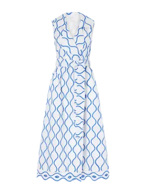 Loretta Caponi Noemie Striped Cotton-poplin Midi Dress - Blue