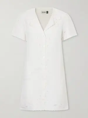 Rixo Zayanna Broderie Anglaise Mini Dress - White