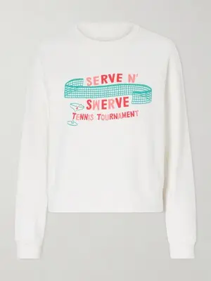 MOTHER The Itty Concert Printed Cotton-jersey Sweater - Neutrals