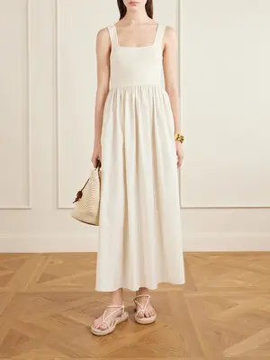 Matteau Stretch-knit And Cotton-poplin Maxi Dress