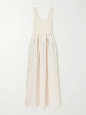 Matteau Stretch-knit And Cotton-poplin Maxi Dress - Neutrals