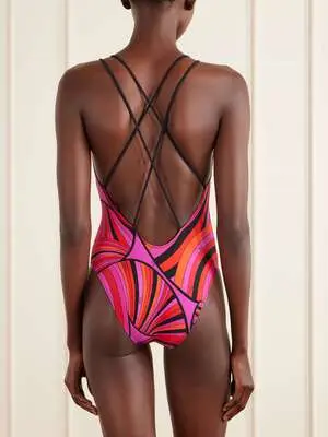 Emilio Pucci Iride" Print Halterneck Swimsuit