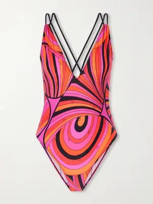 Emilio Pucci Iride" Print Halterneck Swimsuit - Pink