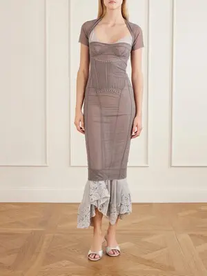 DILARA FINDIKOGLU Cloudy Border" Lace-trimmed Midi Dress