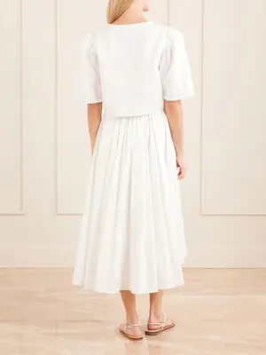 Farm Rio Floral Embroidered Cropped Linen Top