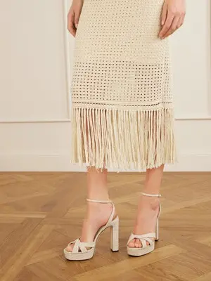 JIMMY CHOO Kove 120 Raffia Platform Sandals - Neutrals