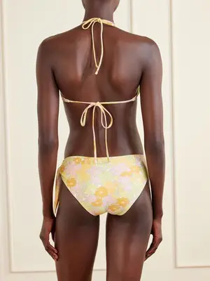 Chloé Knot-detailed Floral-print Bikini Briefs - Yellow
