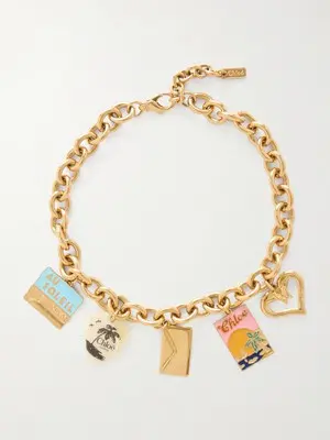 Chloé Gold-tone Enamel Charm Bracelet - Multi