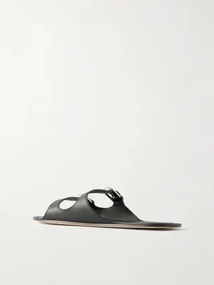 CHRISTEN Buckled Leather Flat Sandals