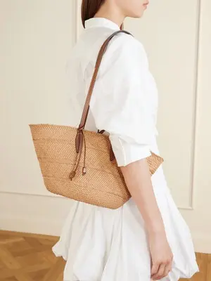HUNTING SEASON Trapeze Basket Raffia Tote - Brown
