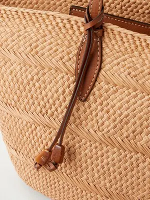 HUNTING SEASON Trapeze Basket Raffia Tote - Brown