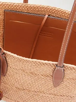 HUNTING SEASON Trapeze Basket Raffia Tote - Brown
