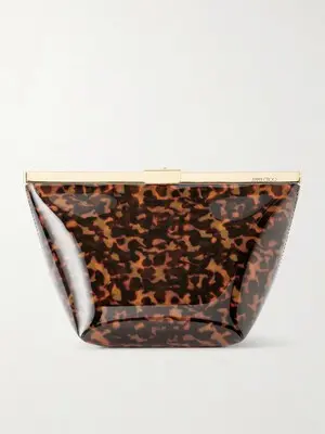 JIMMY CHOO Jimmy Choo Ganache Animal-Print PVC Clutch Tortoiseshell