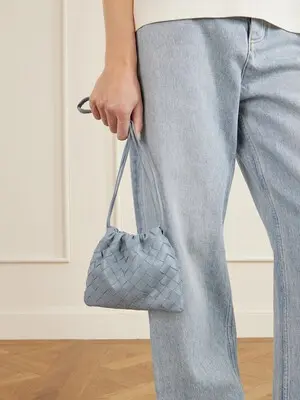 Bottega Veneta Intrecciato Leather Pouch - Blue