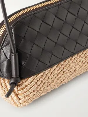 Bottega Veneta Concert Intrecciato Leather And Raffia Pouch
