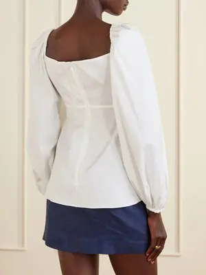 Carolina Herrera Cotton-blend Poplin Blouse With Voluminous Sleeves