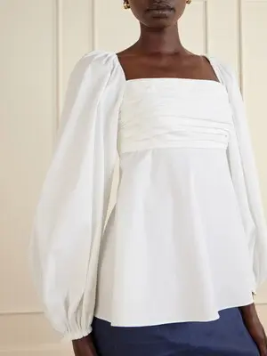 Carolina Herrera Cotton-blend Poplin Blouse With Voluminous Sleeves