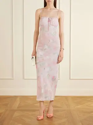 Bernadette Riri Floral-print Silk Midi Dress - Pink