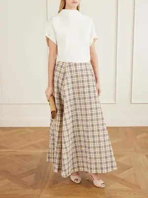 Bernadette Checked Seersucker Maxi Skirt