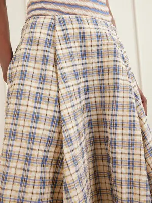 Bernadette Checked Seersucker Maxi Skirt - Neutrals
