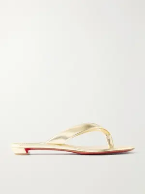 CHRISTIAN LOUBOUTIN Miss Z Metallic Leather Thong Sandals - Gold