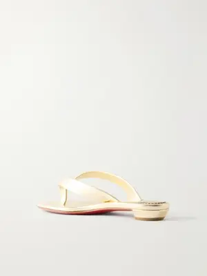 CHRISTIAN LOUBOUTIN Miss Z Metallic Leather Thong Sandals - Gold