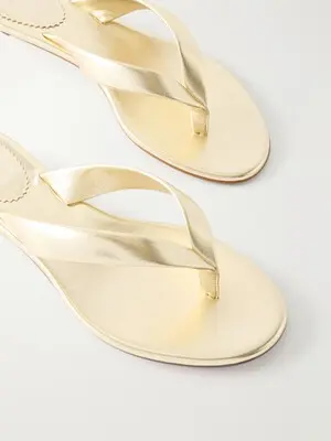 CHRISTIAN LOUBOUTIN Miss Z Metallic Leather Thong Sandals - Gold