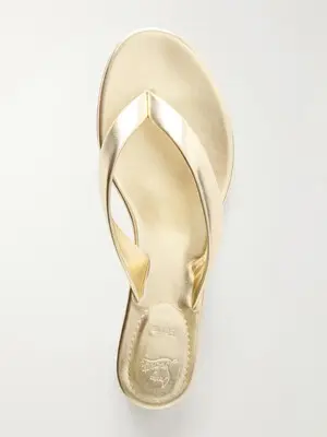 CHRISTIAN LOUBOUTIN Miss Z Metallic Leather Thong Sandals - Gold